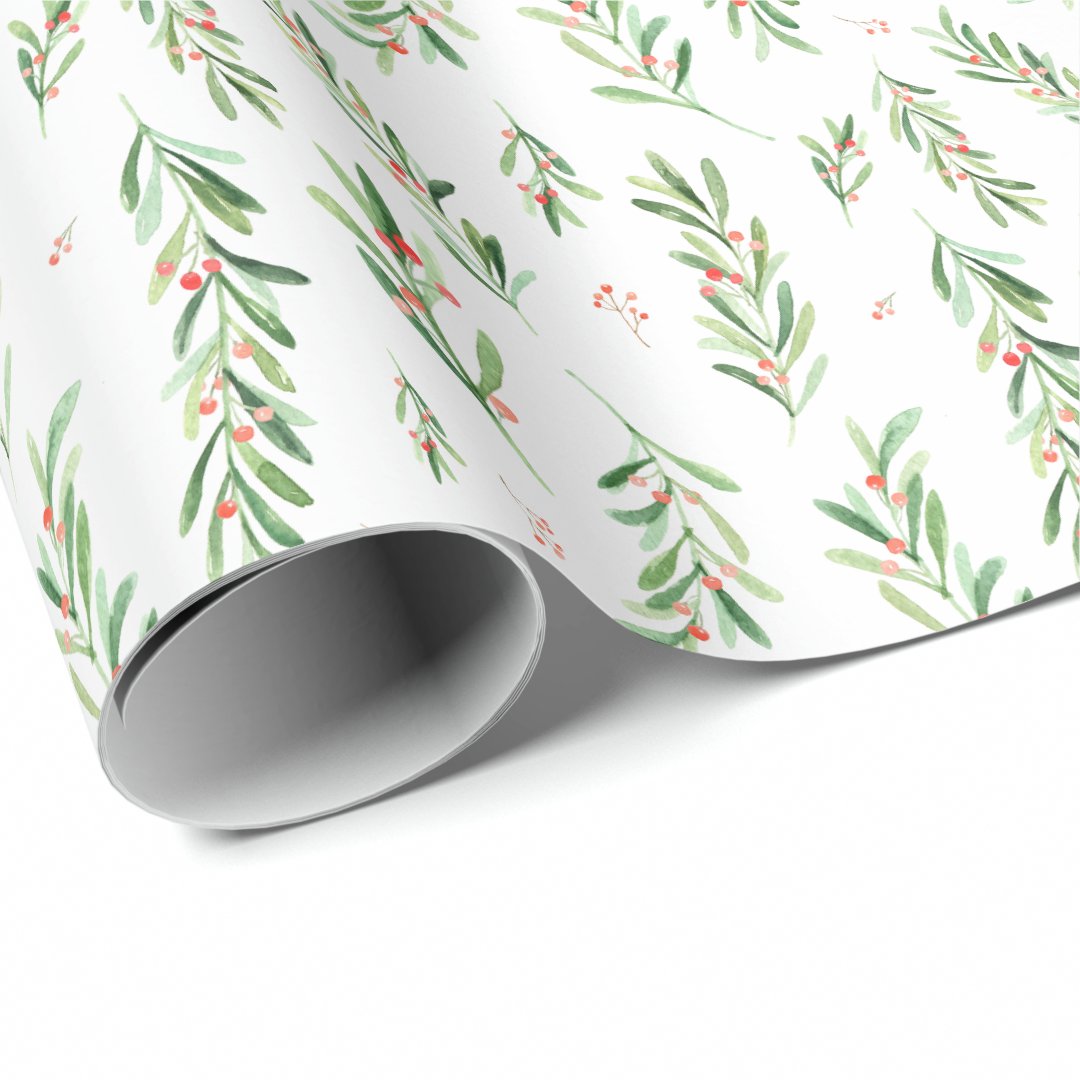 Christmas Holly Wreath Pattern Wrapping Paper | Zazzle