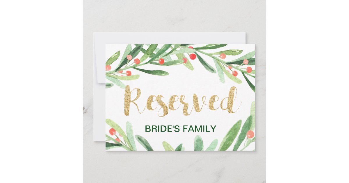 Christmas Holly Wreath Reserved Sign Holiday Card | Zazzle