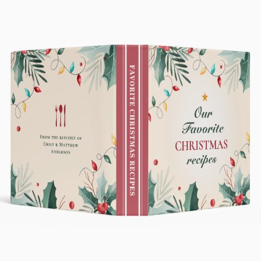 Christmas Home Chef Recipe Album Cooking Cookbook 3 Ring Binder | Zazzle