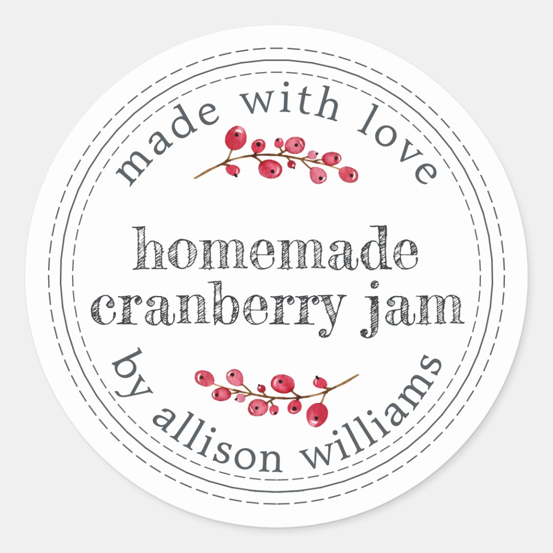 Christmas Homemade Cranberry Jam Classic Round Sticker | Zazzle