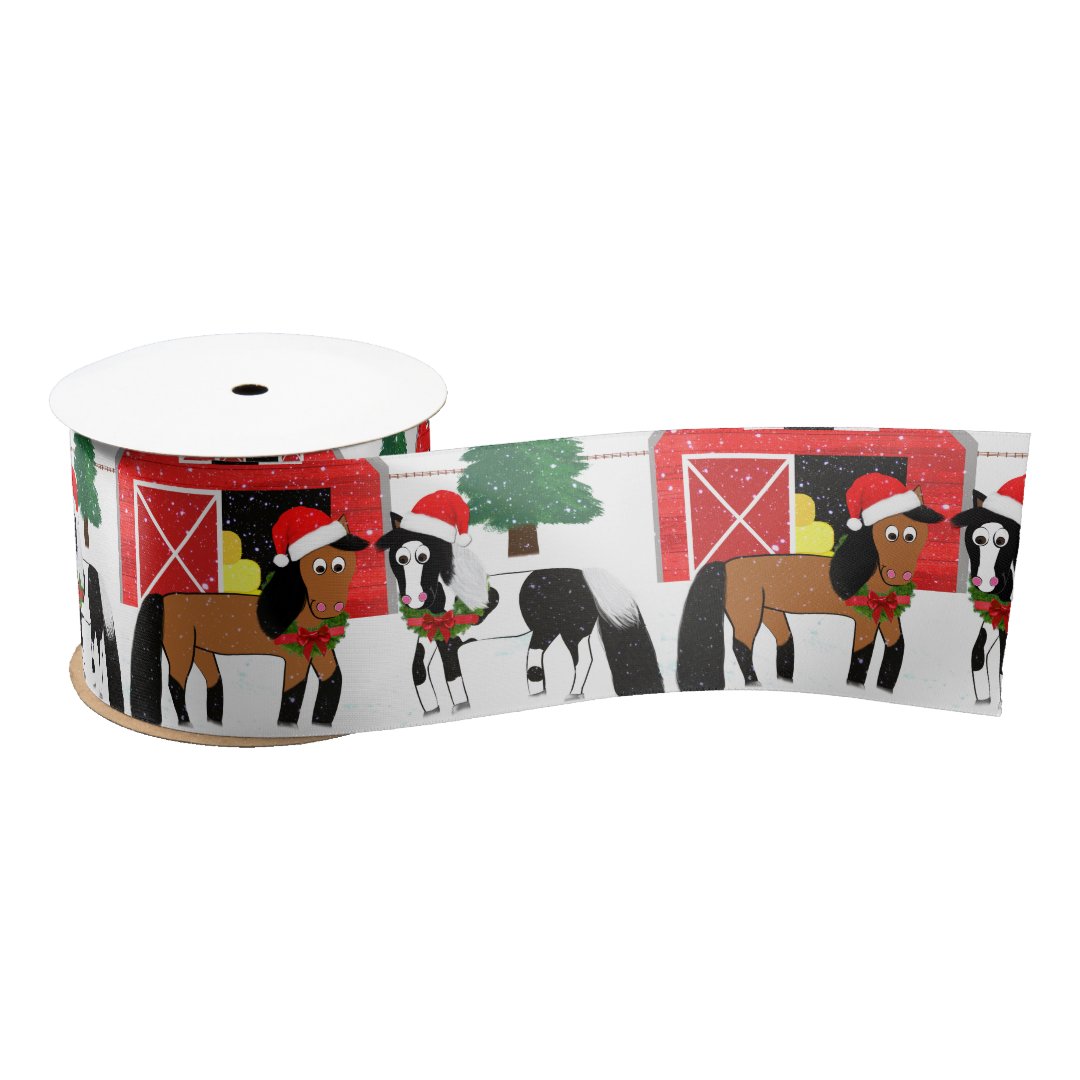 Christmas Horse Ribbon | Zazzle