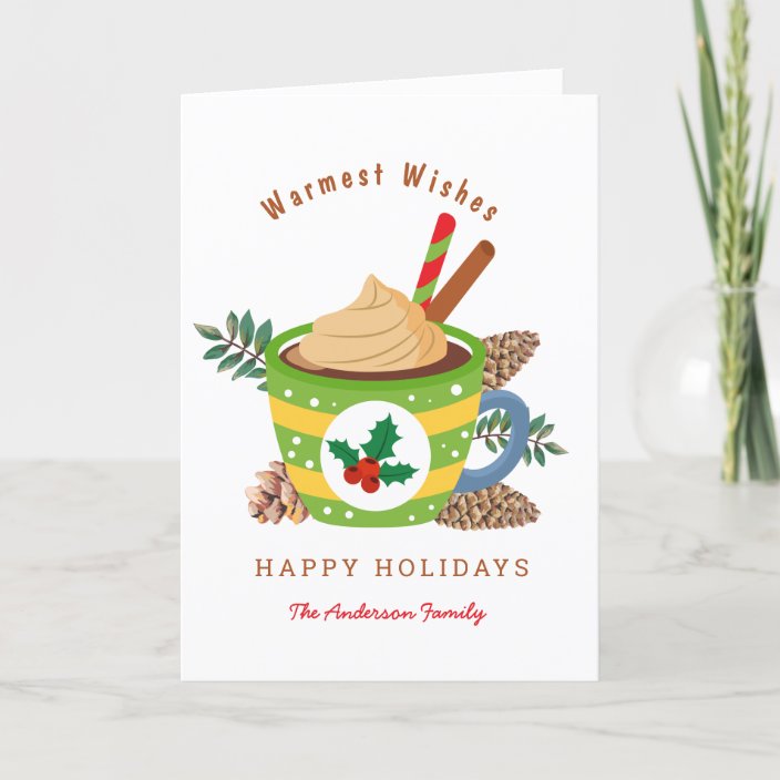 Christmas Hot Chocolate Cocoa Green Cup Holiday Card | Zazzle.com