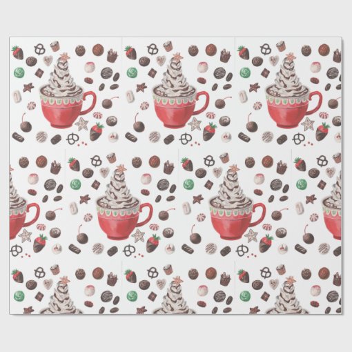 Christmas Hot Chocolate Wrapping Paper | Zazzle