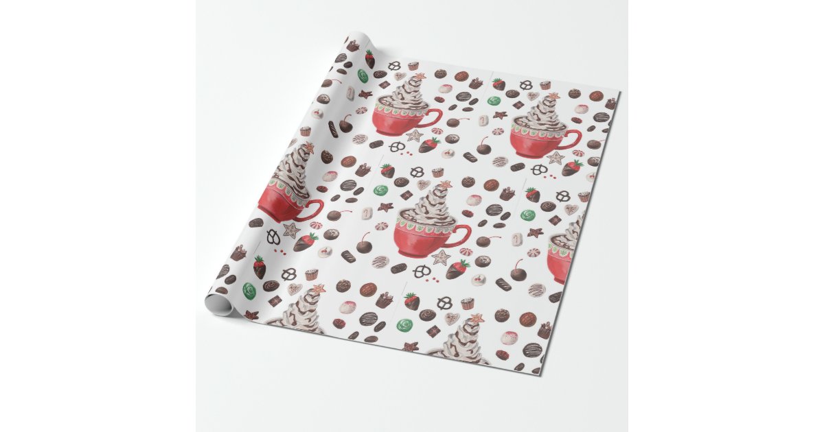Christmas Hot Chocolate Wrapping Paper | Zazzle