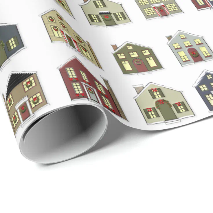 Christmas Houses Wrapping Paper | Zazzle