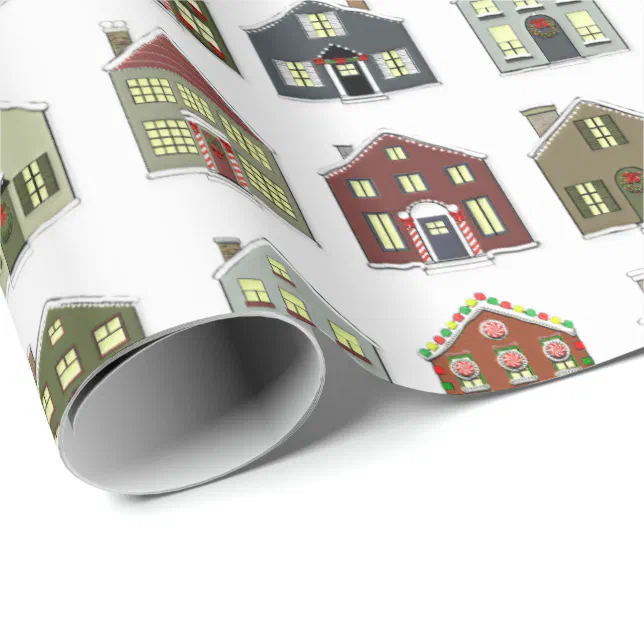 Christmas Houses Wrapping Paper | Zazzle