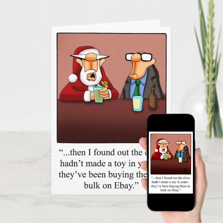 Christmas Humor "Elves & Ebay" Greeting Card | Zazzle