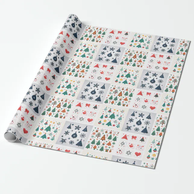 Christmas icons wrapping paper | Zazzle