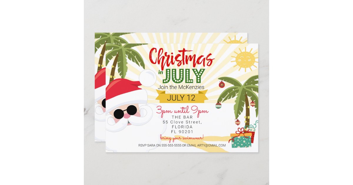 Christmas In July Invitation Fun Summer Party Invitation Zazzle christmas-in-july-invitation-fun-summer-party-invitation-zazzle