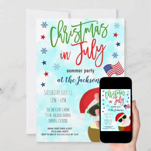 Christmas in July Party Invitation | Zazzle