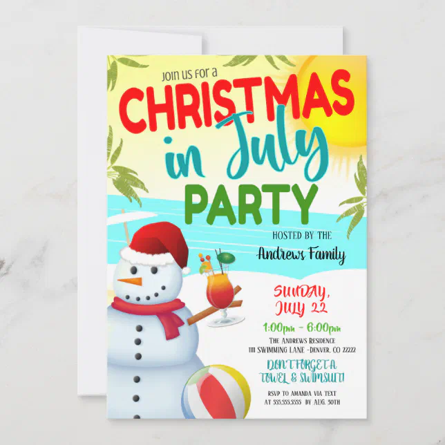 Christmas In July Party Invitation | Zazzle