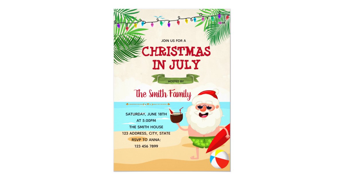Christmas in July party invitation | Zazzle.com