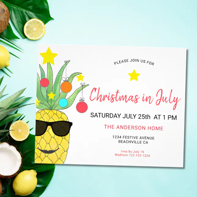 Christmas In July Pineapple Party Flyer | Zazzle