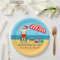 Christmas in July Summer Santa Claus Beach Party Paper Plates | Zazzle