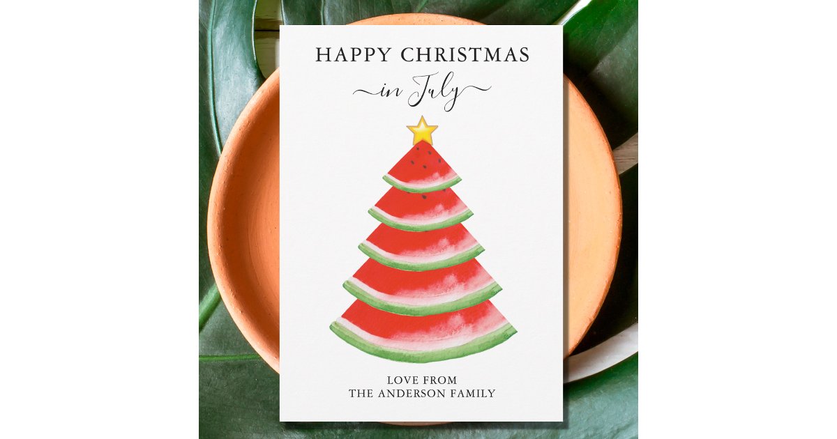 Christmas in July Watermelon Holiday Card | Zazzle