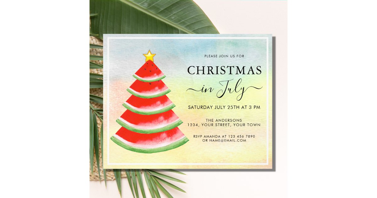 Christmas in July Watermelon Party Invitation Flyer | Zazzle
