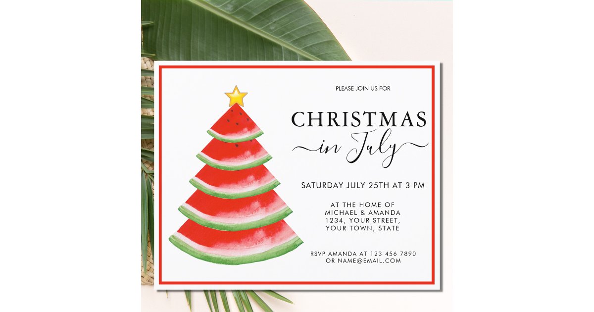 Christmas in July Watermelon Party Invitation Flyer | Zazzle