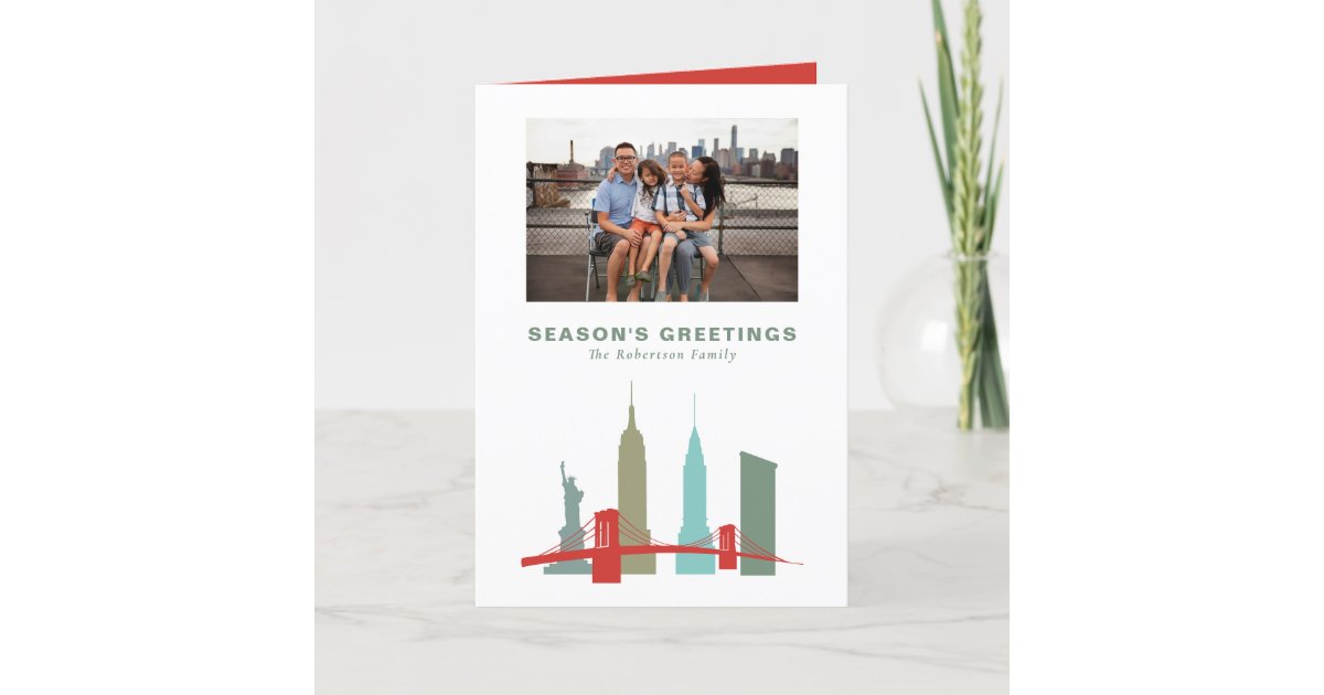 Christmas in New York Historic Building Skyline Holiday Card | Zazzle