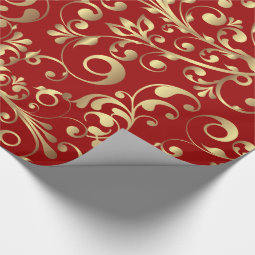 Christmas in red & gold wrapping paper | Zazzle