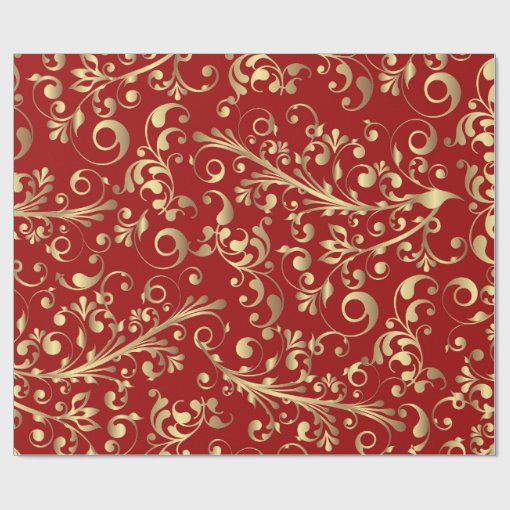 Christmas in red & gold wrapping paper | Zazzle