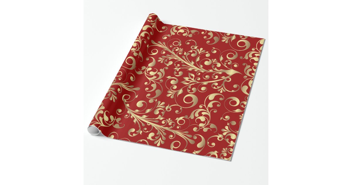 Christmas in red & gold wrapping paper | Zazzle