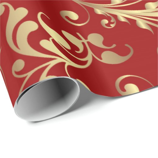 Christmas in red & gold wrapping paper | Zazzle