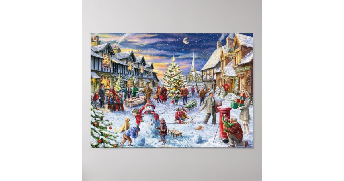 christmas in the village poster | Zazzle