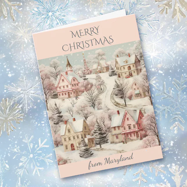 Christmas in Vintage Maryland Village Holiday Card | Zazzle