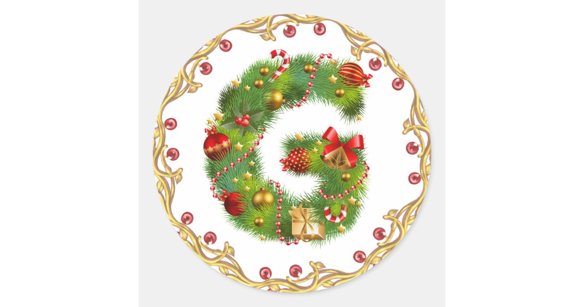 christmas initial G monogram sticker | Zazzle