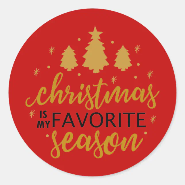 Christmas Is My Favorite Word Art Classic Round Sticker | Zazzle
