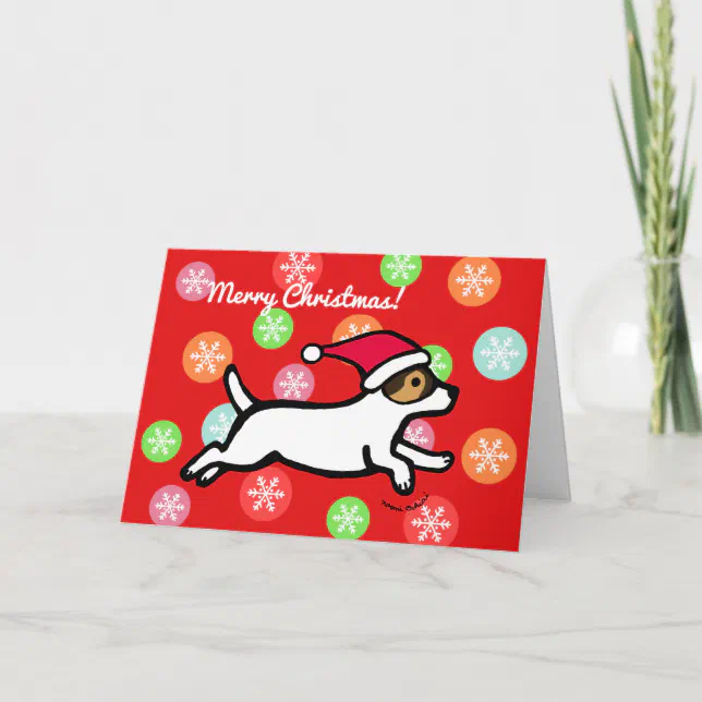 Christmas Jack Russell Terrier Running 2 Card | Zazzle