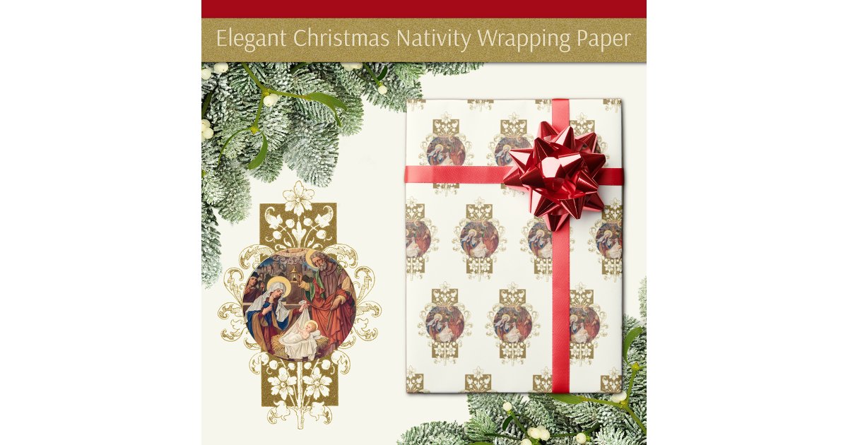 Christmas Jesus Mary Joseph Nativity Wrapping Paper | Zazzle