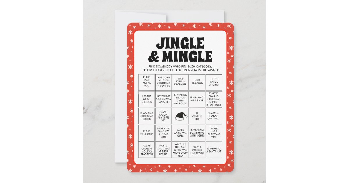 Christmas Jingle & Mingle Bingo Game Holiday Card | Zazzle