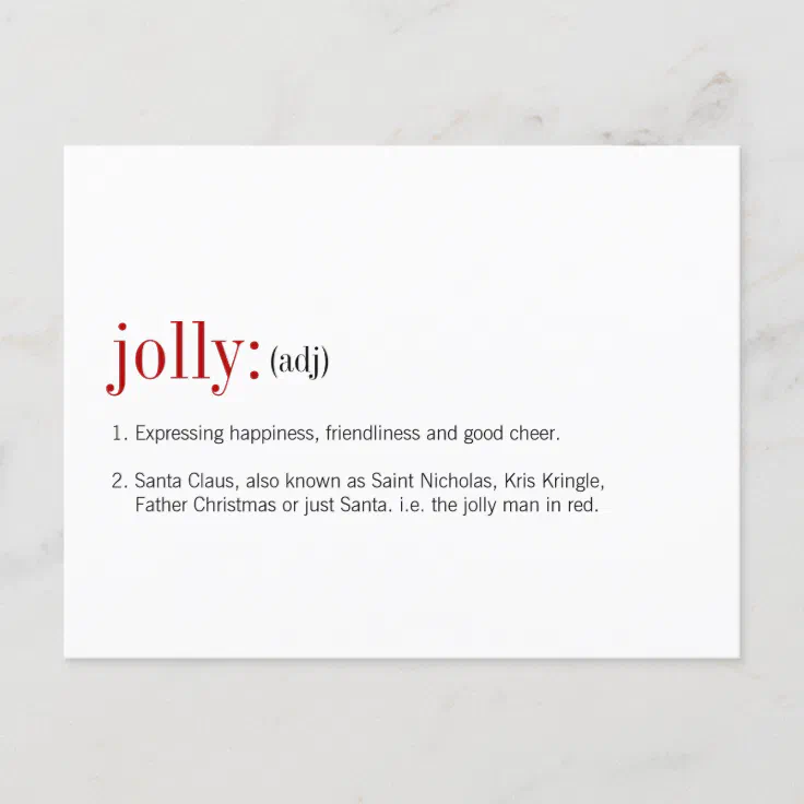 Christmas Jolly Definition Holiday Postcard | Zazzle