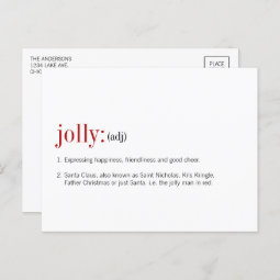 Christmas Jolly Definition Holiday Postcard | Zazzle