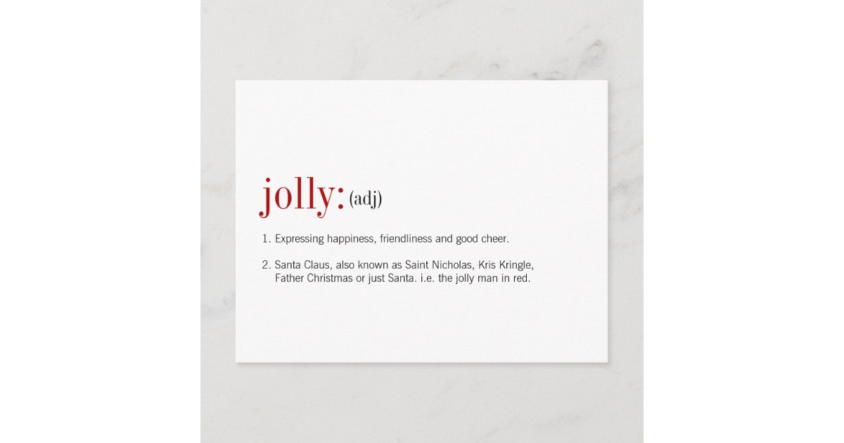 Christmas Jolly Definition Holiday Postcard | Zazzle
