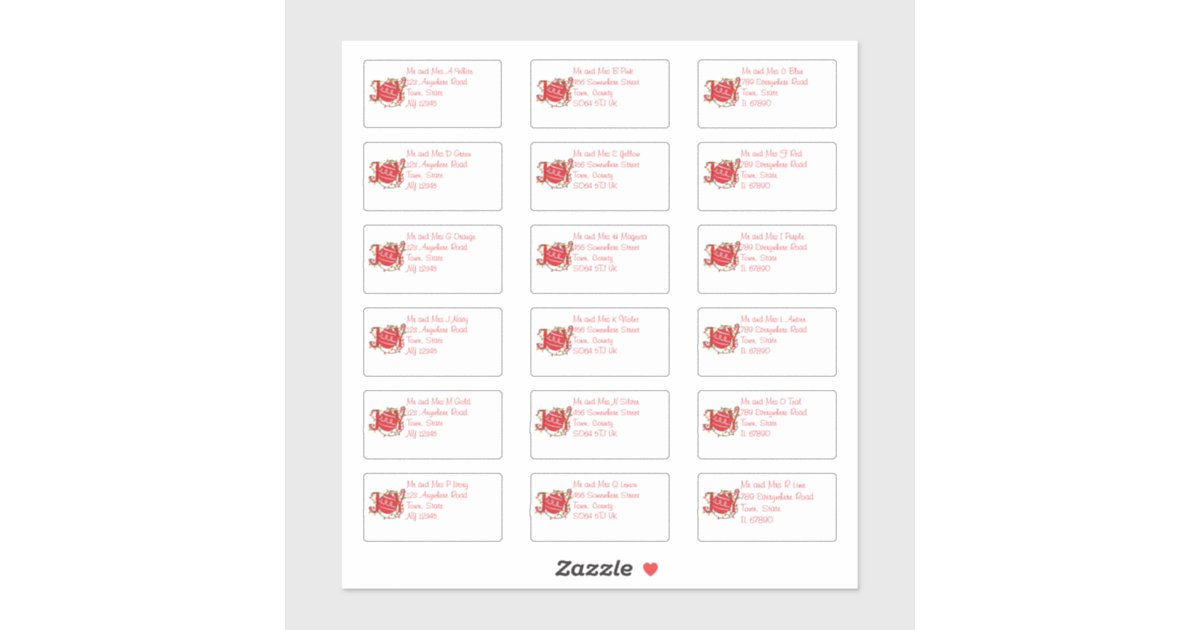 Christmas Joy Bauble Individual Name & Address Sticker | Zazzle