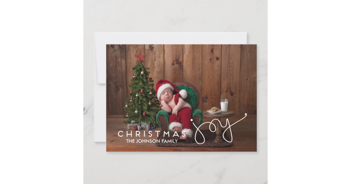 Christmas Joy Photo Card | Hand Lettered | Zazzle