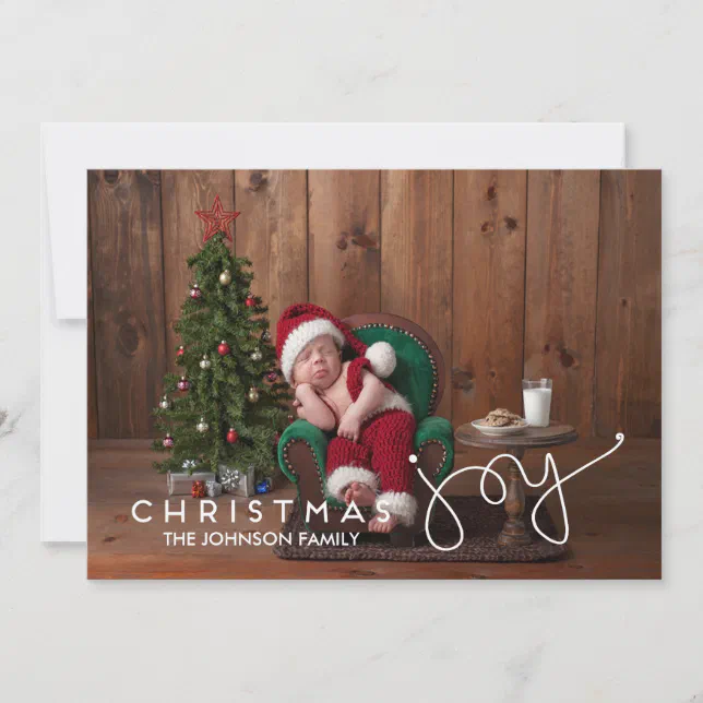 Christmas Joy Photo Card | Hand Lettered | Zazzle