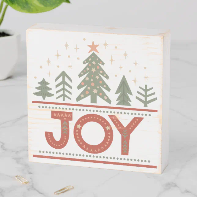 Christmas Joy Wooden Box Sign | Zazzle