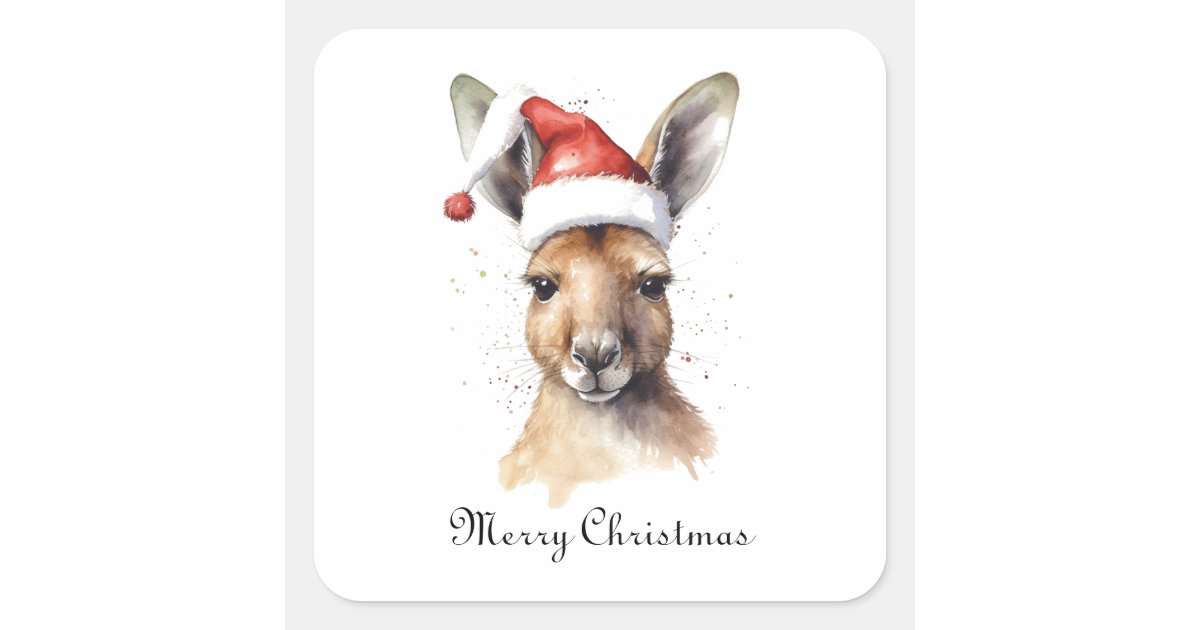 Christmas Kangaroo Square Sticker | Zazzle