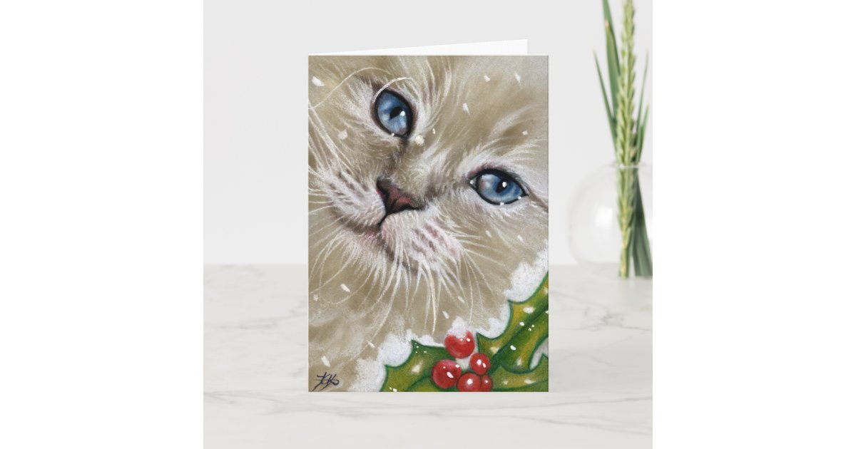 Christmas Kitten cat Greeting CARD | Zazzle