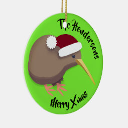 Christmas Kiwi Bird Ceramic Ornament | Zazzle
