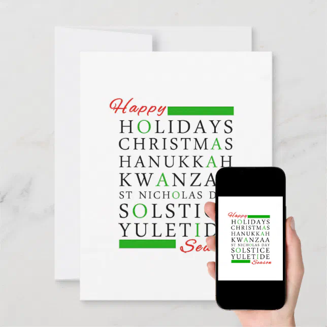 Christmas Kwanzaa Hanukkah Solstice Yuletide Holiday Card | Zazzle