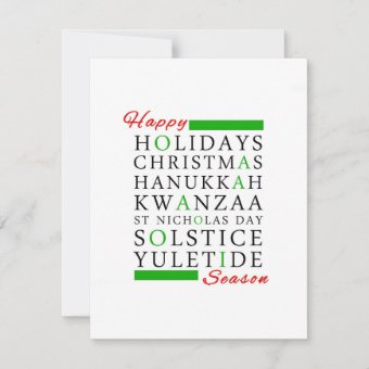 Christmas Kwanzaa Hanukkah Solstice Yuletide Holiday Card | Zazzle