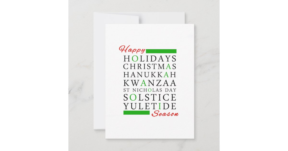 Christmas Kwanzaa Hanukkah Solstice Yuletide Holiday Card | Zazzle