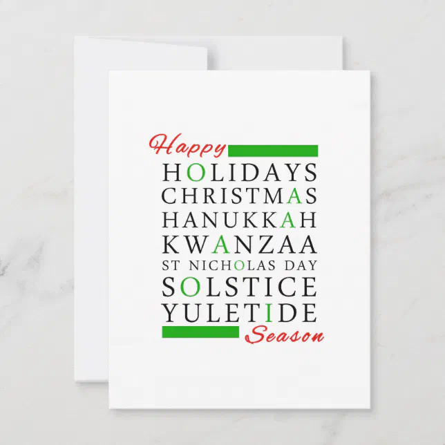 Christmas Kwanzaa Hanukkah Solstice Yuletide Holiday Card | Zazzle
