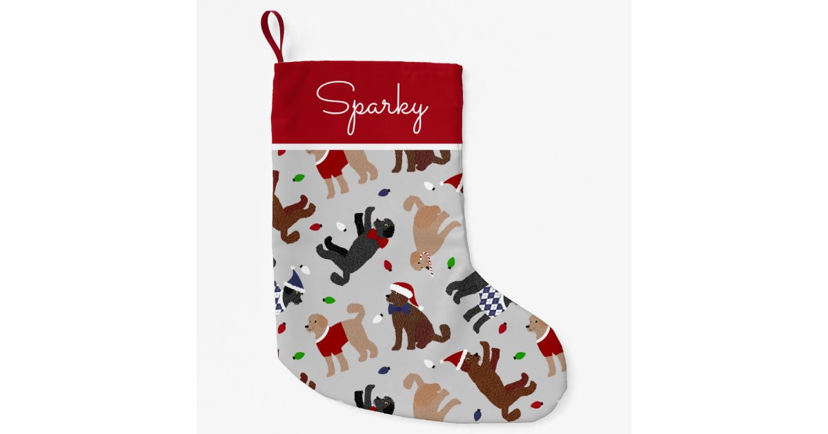 Christmas Labradoodle Gray Small Christmas Stocking | Zazzle