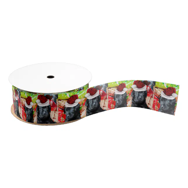 Christmas Labrador dogs Grosgrain Ribbon | Zazzle