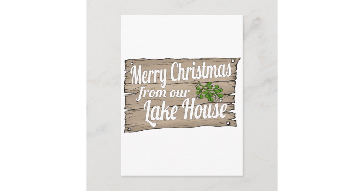 christmas lake house holiday postcard | Zazzle